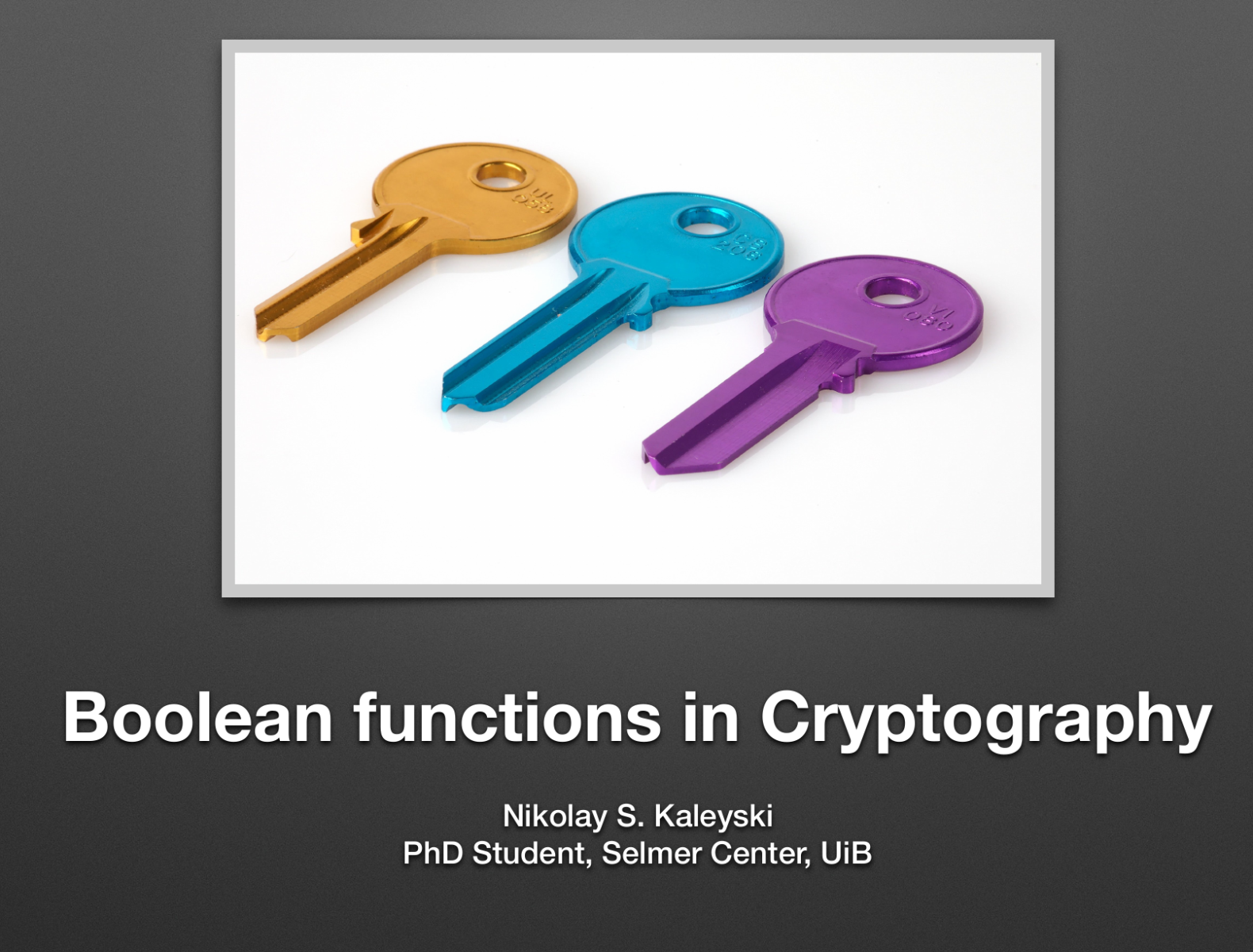 Speed-talk at department seminar - Boolean Functions Team @ UiB